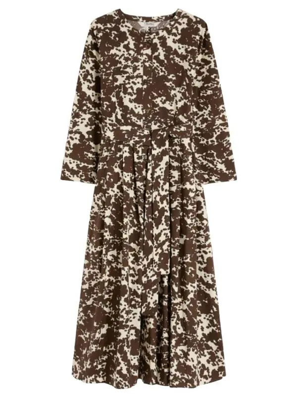 Max Mara Pattern-printed Fit & Flare Midi Dress - Chocolate