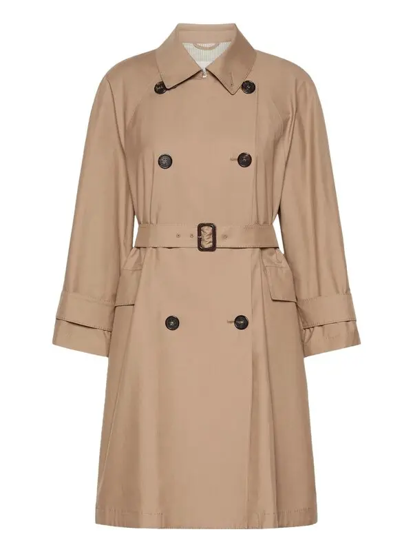 Max Mara Double Breasted Long Sleeve Coat - Nude