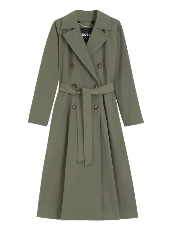 Hugo Boss Water-repellent Trench Coat With Belt - Dark Green