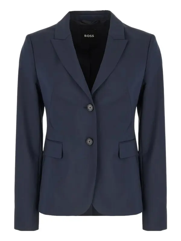 Hugo Boss Single-breasted Jacket With Notch Lapel - Blue