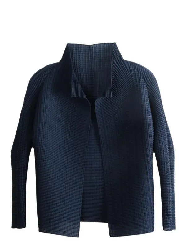 Issey Miyake Pleated Long-sleeve Cardigan - Dark Navy