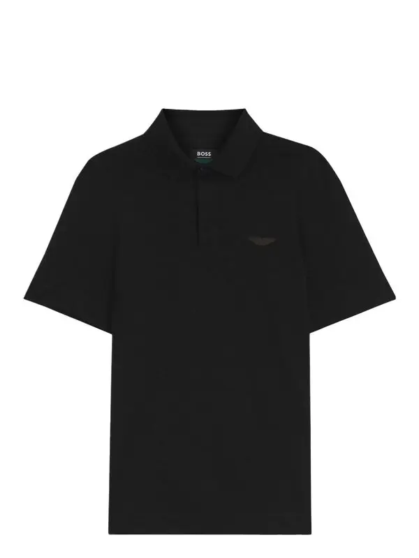 Hugo Boss X Aston Martin Polo Shirt In Mercerized Cotton Jacquard - Black