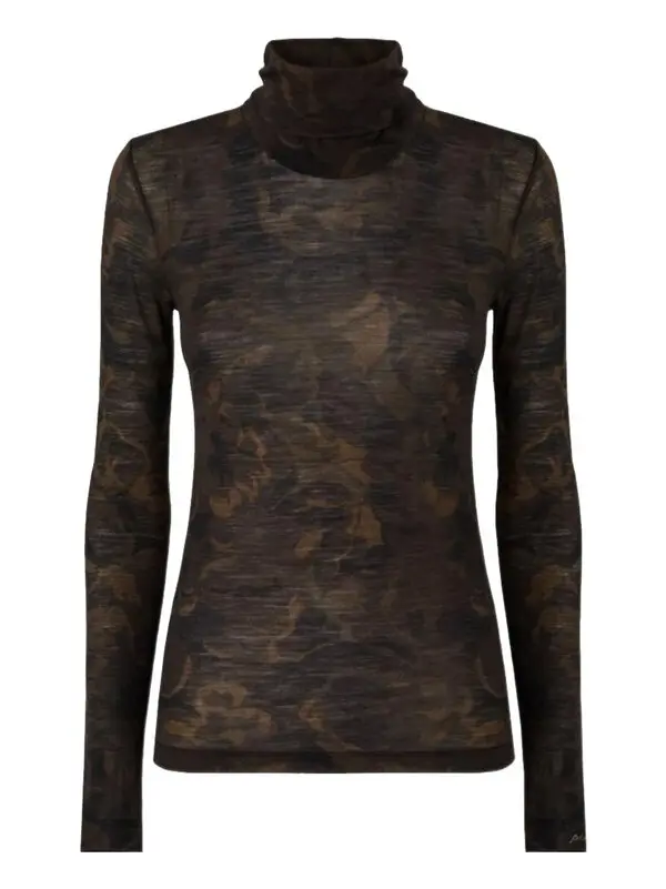 Pinko Floral-print Roll-neck Top - Green Floral-print
