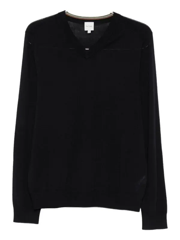 Paul Smith V-neck Long-sleeve Fine Knit Sweater - Navy Blue