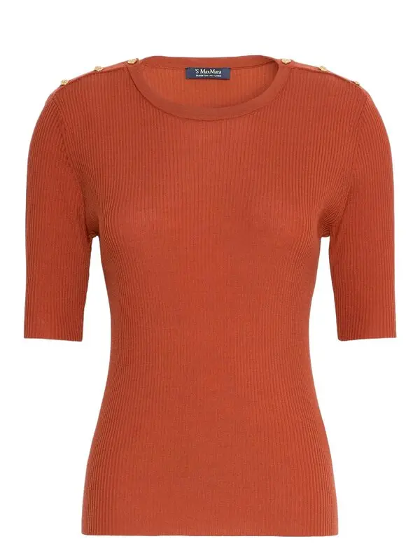 Max Mara Riviera Ribbed Knit Top - Orange