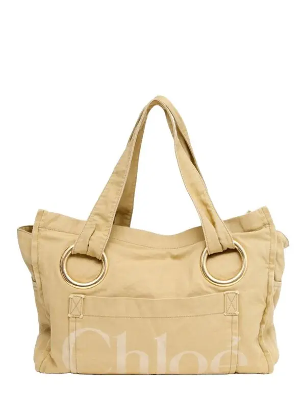 Chloé Logo Printed Tote Bag - Nude