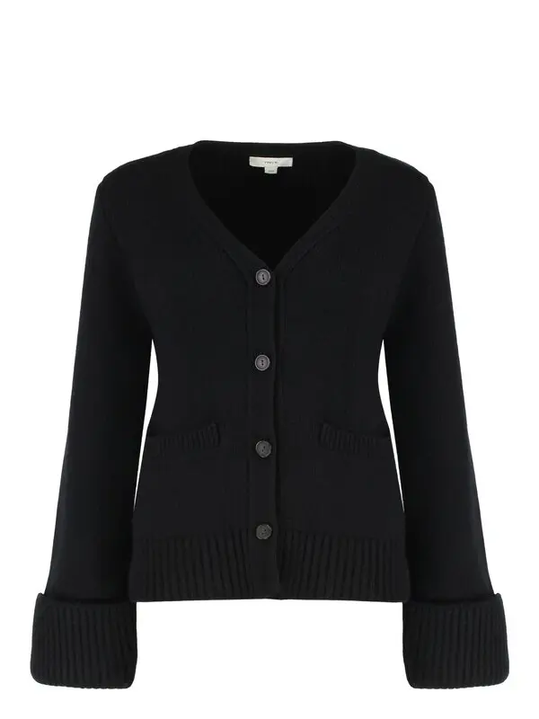 Vince Double-faced Ribbed Cardigan - Black