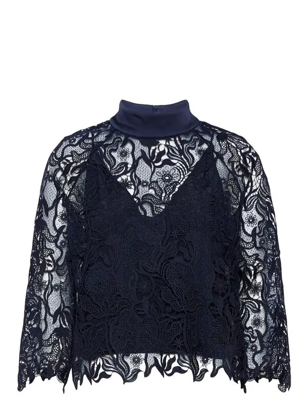Max Mara Lace Shirt With Scalloped Trim - Midnight Blue
