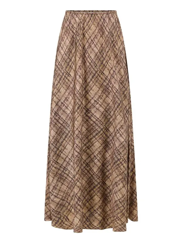 INTO THE EAST Plaid Ombre Silk Maxi Skirt - Stripe