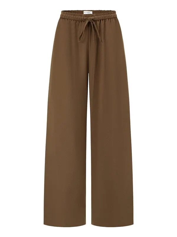 INTO THE EAST Cashmere Wide-leg Pants - Brown