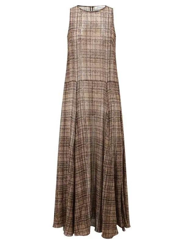INTO THE EAST Plaid Ombre Full Flare Maxi Dress - Stripe