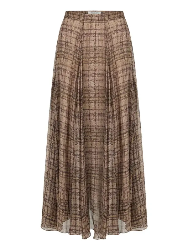 INTO THE EAST Plaid Ombre Silk Maxi Skirt - Stripe