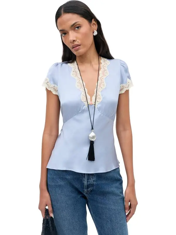 Rixo Karia Vintage Regular Blouse - Blue
