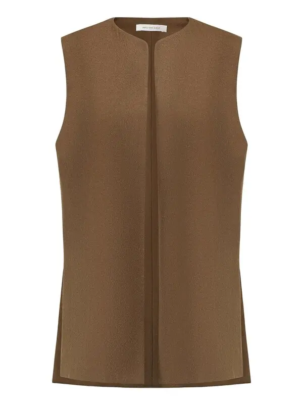 INTO THE EAST Minimalist Cashmere Vest - Brown