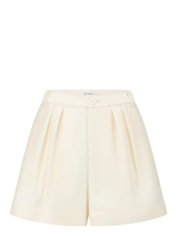 INTO THE EAST Wool-silk Cuffed Shorts - White