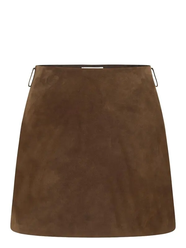 INTO THE EAST Leather Mini Skirt - Brown