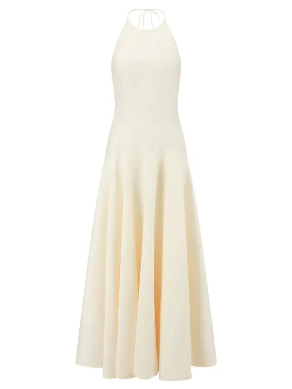 INTO THE EAST Wool-silk Maxi Halter Dress - White