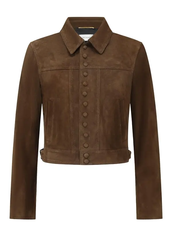 INTO THE EAST Suede Cropped Jacket - Brown
