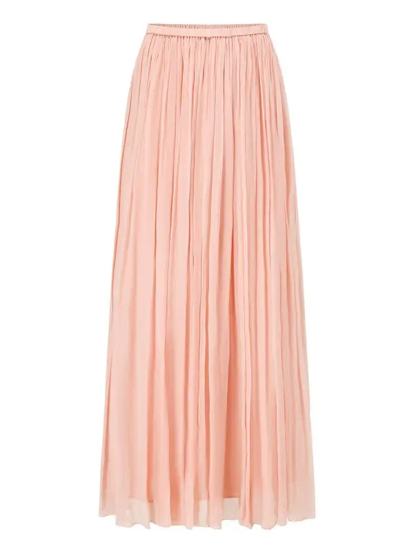 INTO THE EAST Gathered Silk Maxi Skirt - Light Pink