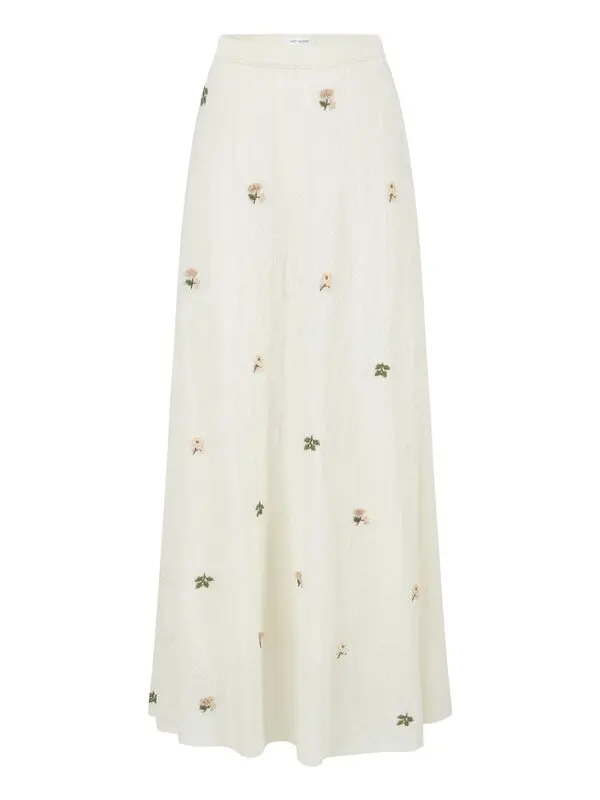 INTO THE EAST Embroidered Knit Maxi Skirt - Floral