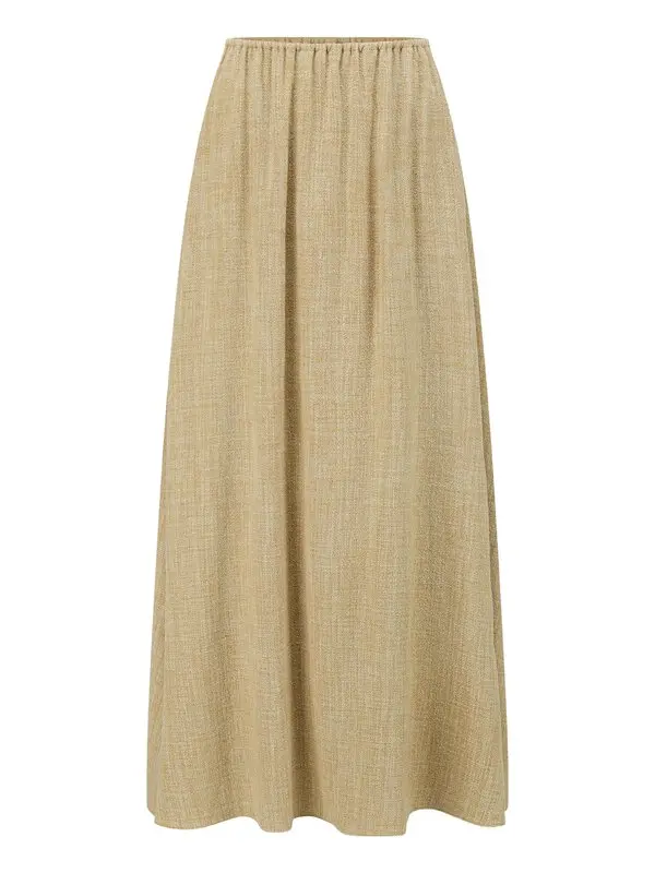 INTO THE EAST A-line Silk Maxi Skirt - Brown
