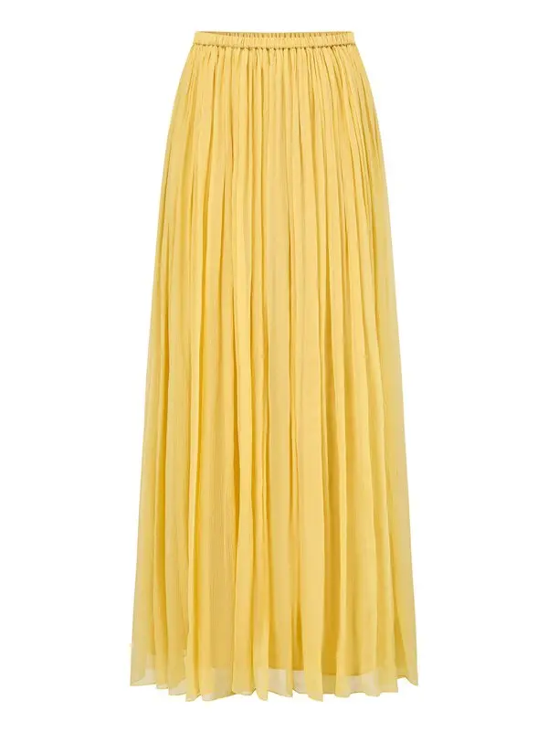 INTO THE EAST Gardenia Gathered Silk Maxi Skirt - Yellow