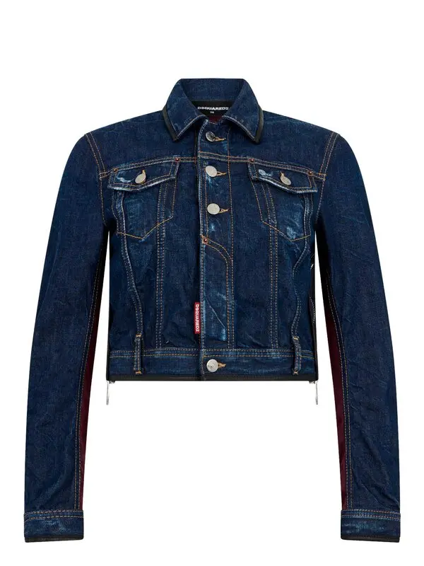 Dsquared2 Dark Aviator Denim And Nylon Bomber Jacket - Blue