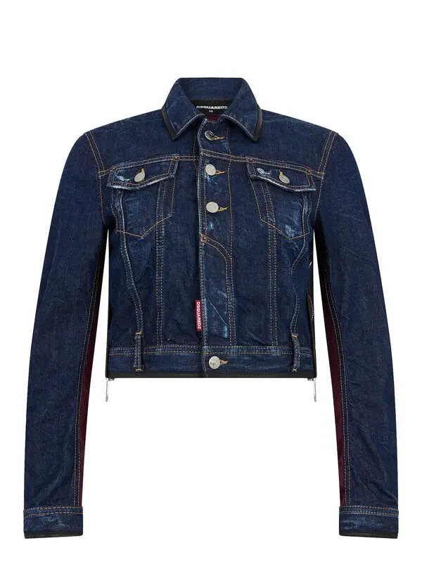 Dsquared2 Dark Aviator Denim And Nylon Bomber Jacket - Blue