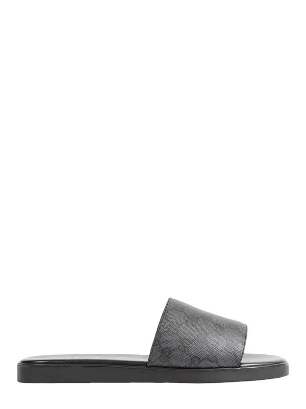 Gucci Gg Coated Canvas Slide Sandals - Black