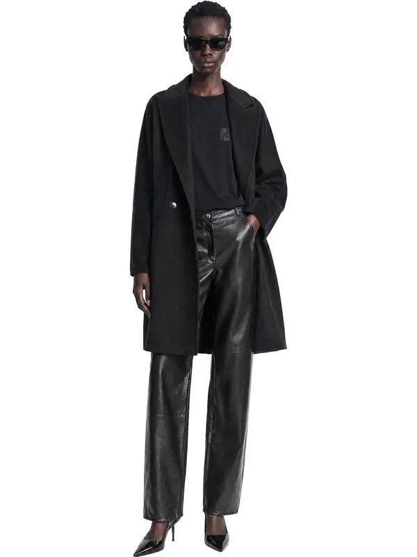 Max Mara Double-breasted Wool Broadcloth Coat - Black