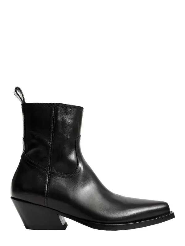 ANN DEMEULEMEESTER Leather Pointed Toe Ankle Boots - Black