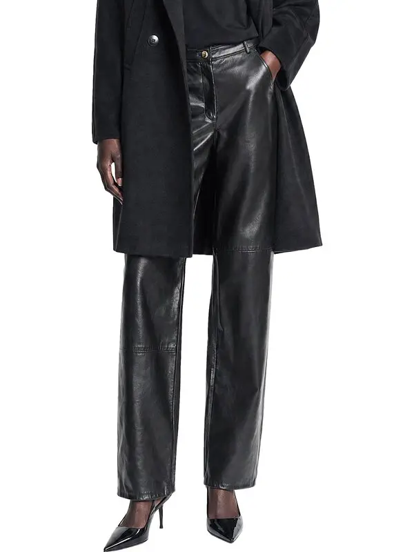 Max Mara Nappa Leather Barrel-leg Trousers - Black