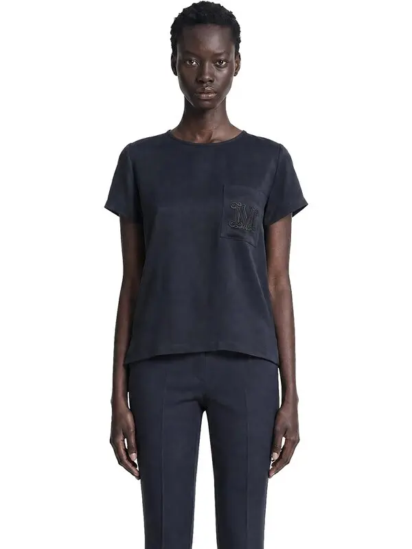 Max Mara Crepe De Chine Pocket T-shirt - Blue