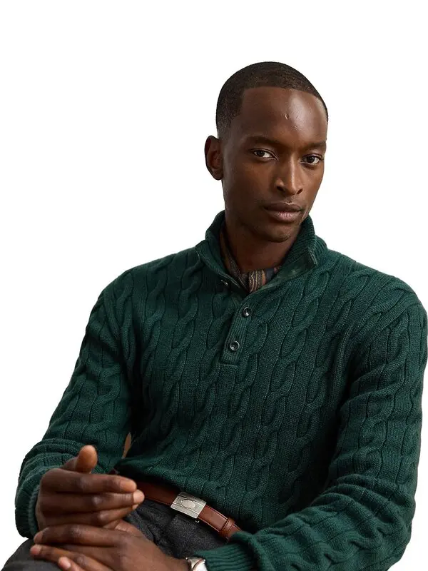 Ralph Lauren Cable-knit Cashmere Mock Neck Sweater - Ivy Green