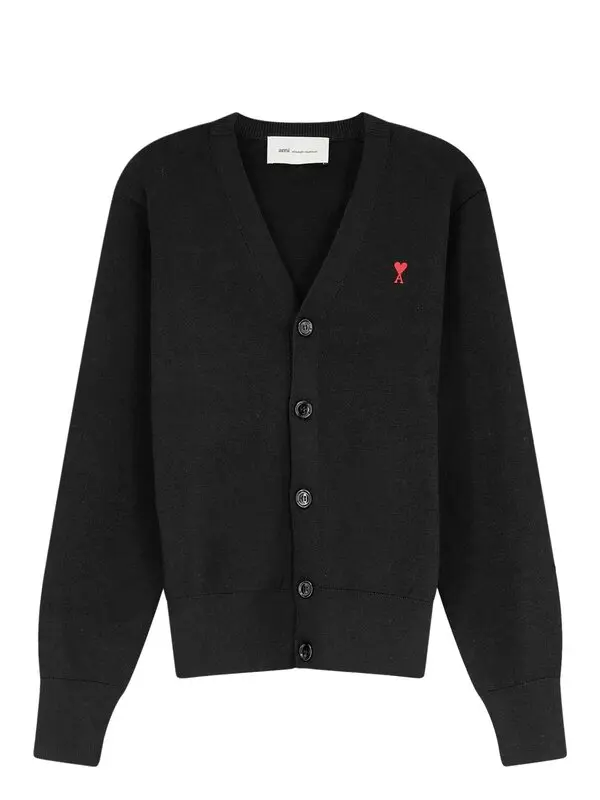 AMI Paris Wool Cardigan With Embroidered Logo - Multicolor