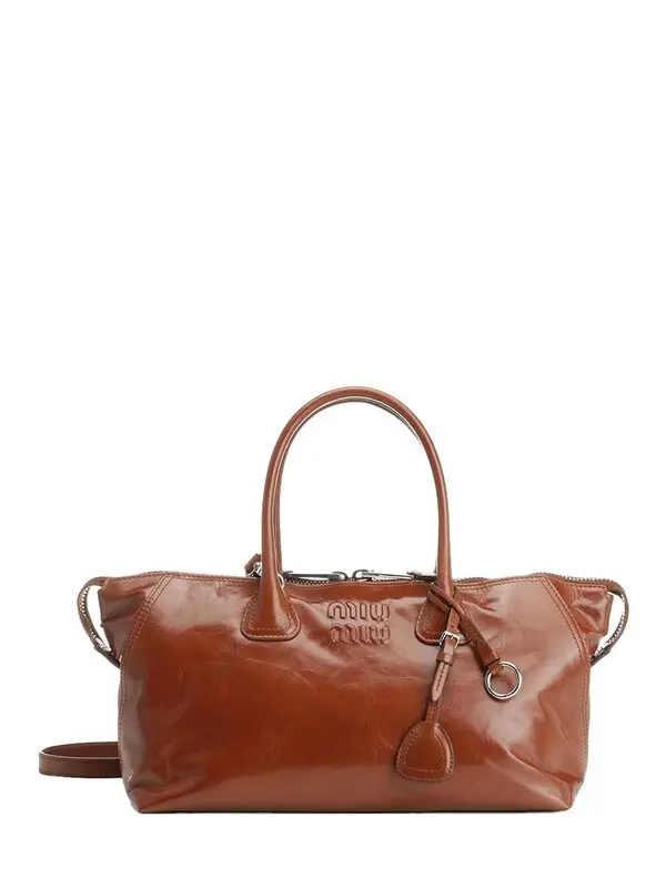 Miu Miu Leather Top Handle Bag - Brown