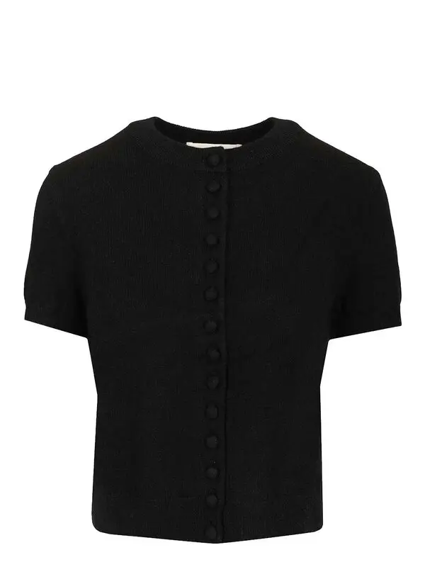 LISA YANG Lunea Short Sleeve Cardigan - Black