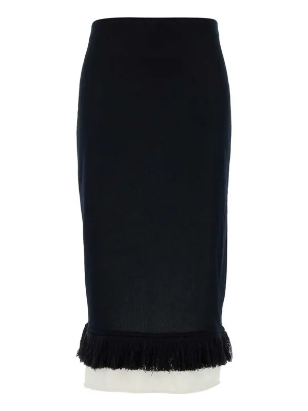 Bottega Veneta Knit Skirt With Fringe Detail - Blue