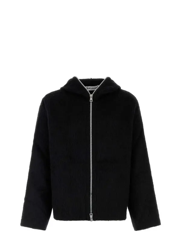 Our Legacy Wool Blend Zip-up Hooded Sweatshirt - Black