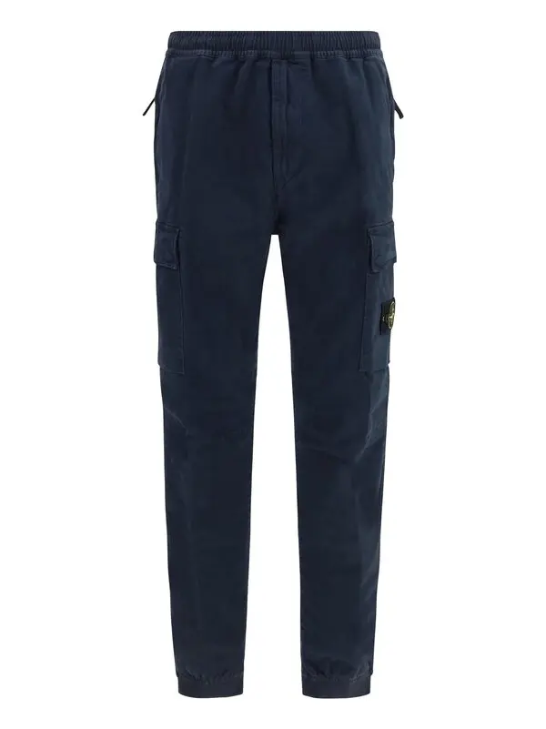 Stone Island Cargo Pants With Elasticated Cuffs - Blue