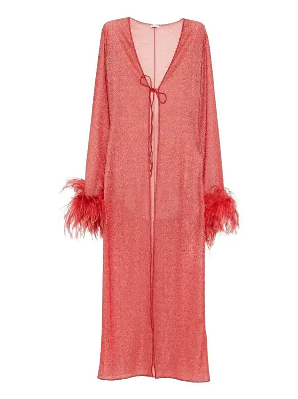 Oseree Lumière Plumage Long Kaftan - Red