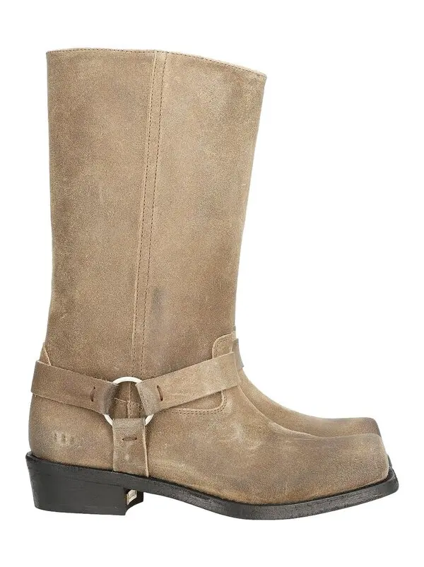 GOLDEN GOOSE Suede Biker Boots - Cream