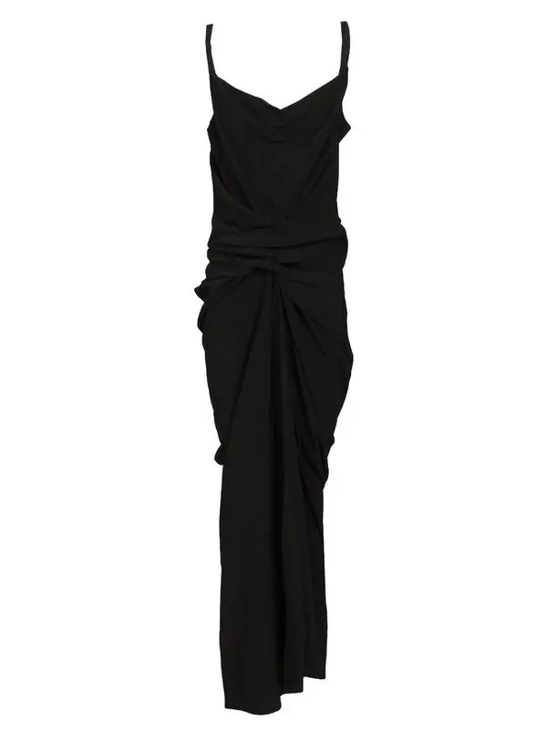 Rick Owens Long Draped V-neck Gown - Black