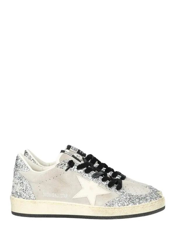 GOLDEN GOOSE Ballstar Glitter Finish Sneakers - Silver