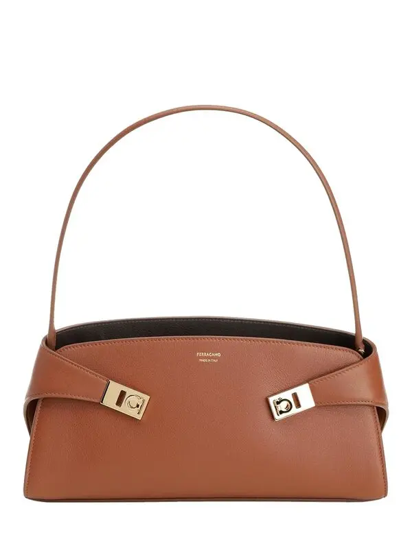 FERRAGAMO Hug Leather Shoulder Bag - Brown
