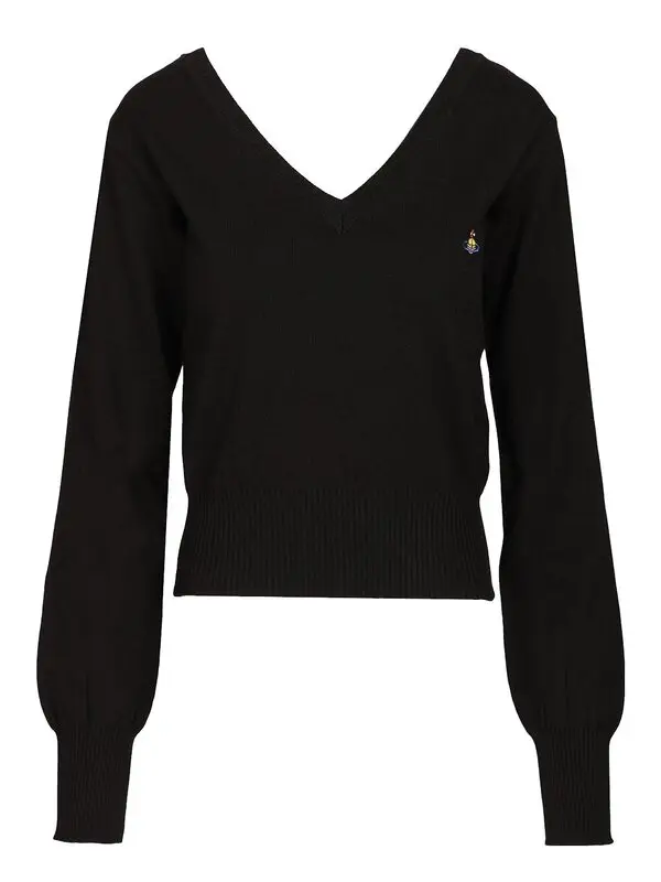 VIVIENNE WESTWOOD Beatrice Cotton And Cashmere V-neck Sweater - Black