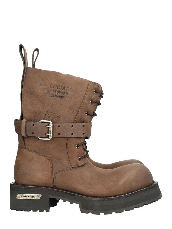 Balenciaga Venom Lace-up Leather Ankle Boots - Brown