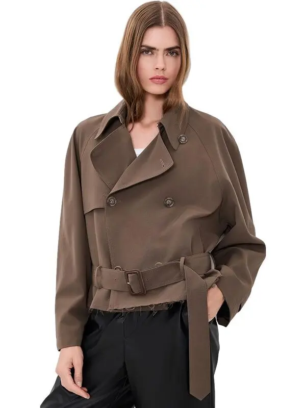 MAISON MARGIELA Double Breasted Belted Jacket - Brown