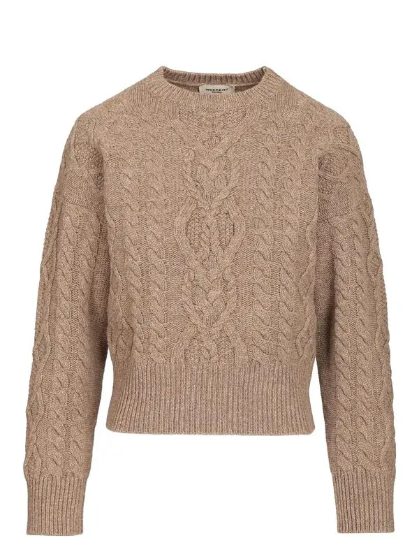 Max Mara Alben" Wool Sweater With Crew Neck And Ribbed Details - Cream