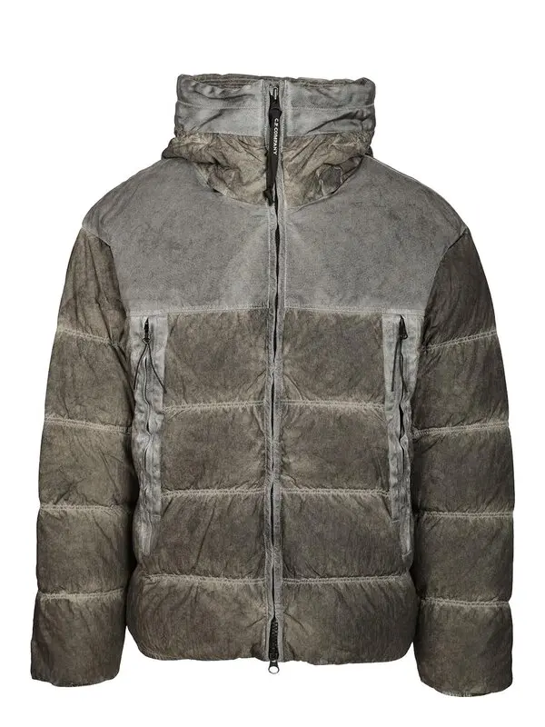 C.P. COMPANY Quilted Hooded Down Jacket - Black
